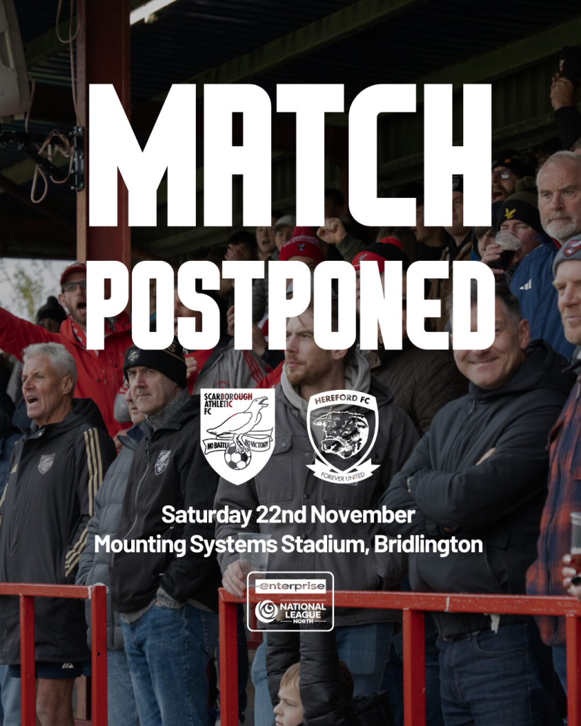 Tomorrow's match postponed - Scarborough Athletic